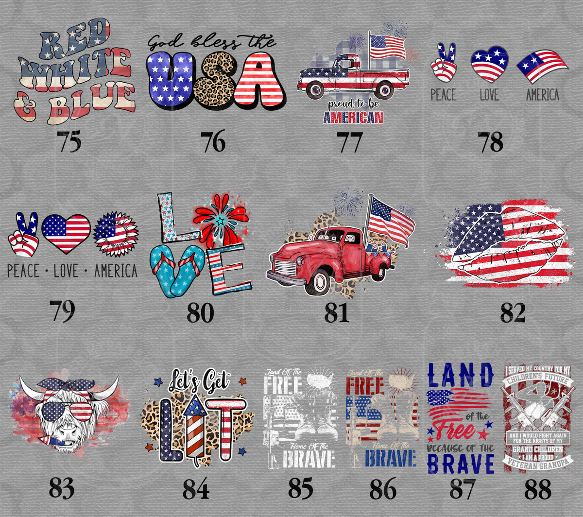Patriotic Designs DTF Transfers II – SSV Custom Transfers