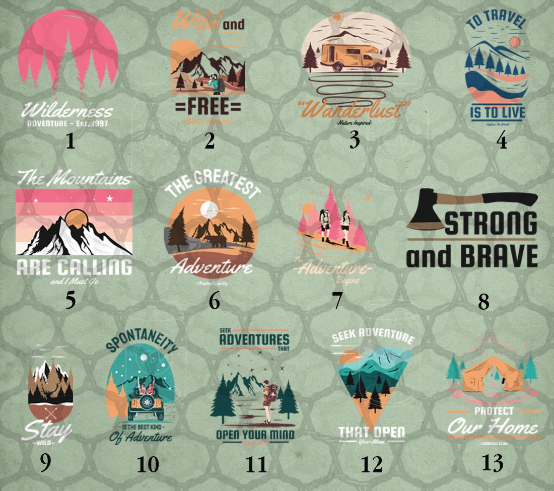 Outdoor Adventure Themed DTF Transfers – SSV Custom Transfers